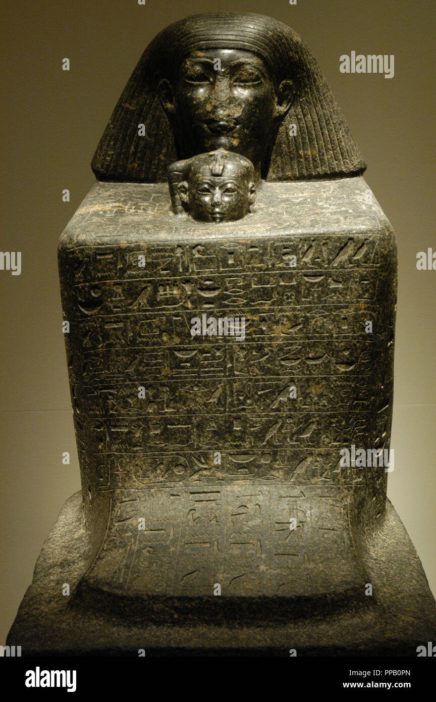 Egyptian Art. Statue-cube of Senenmut and Princess Neferure. Senenmut ...