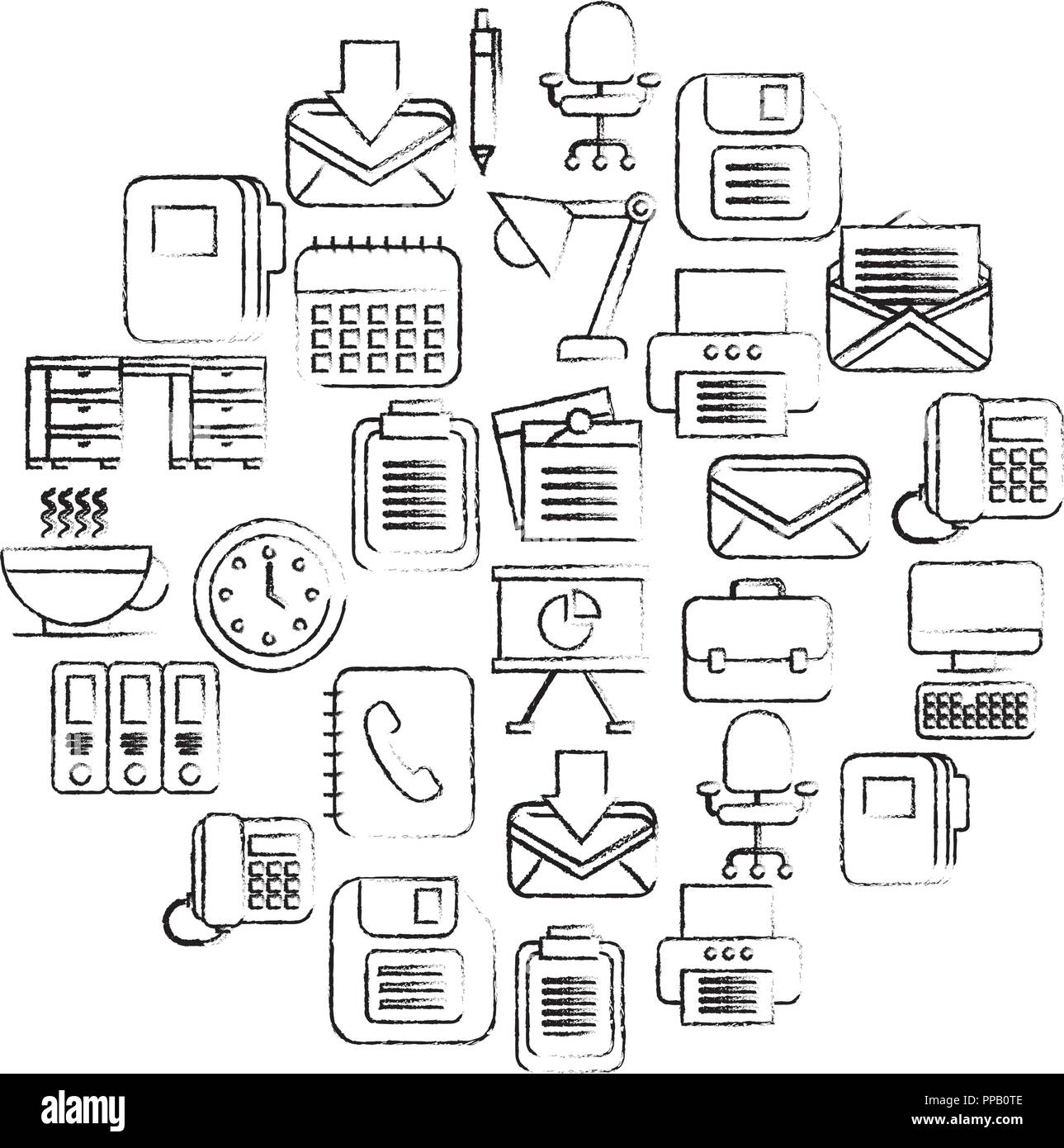 business office supplies equipment applications vector illustration ...