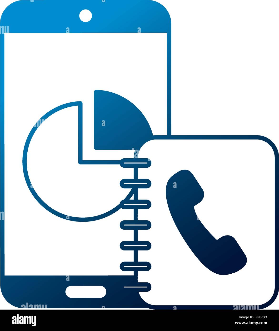smartphone report chart address book telephone vector illustration neon ...