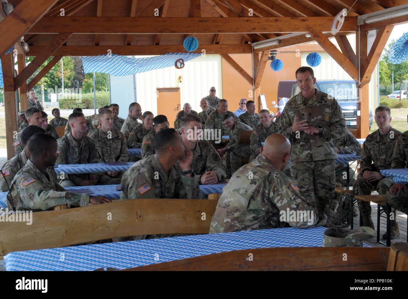 Command Sgt. Maj. Robert Abernethy, U.S. Army Europe, offers words of ...