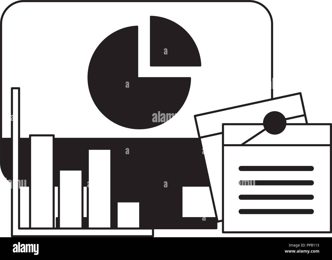 computer business chart note memo vector illustration Stock Vector ...