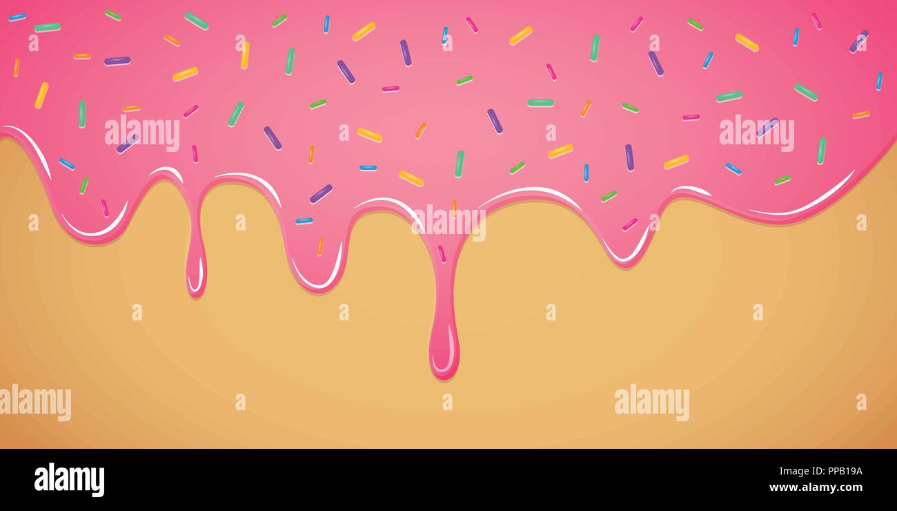 sweet pink melting donut glaze with colorful sprinkles vector illustration EPS10 Stock Vector ...