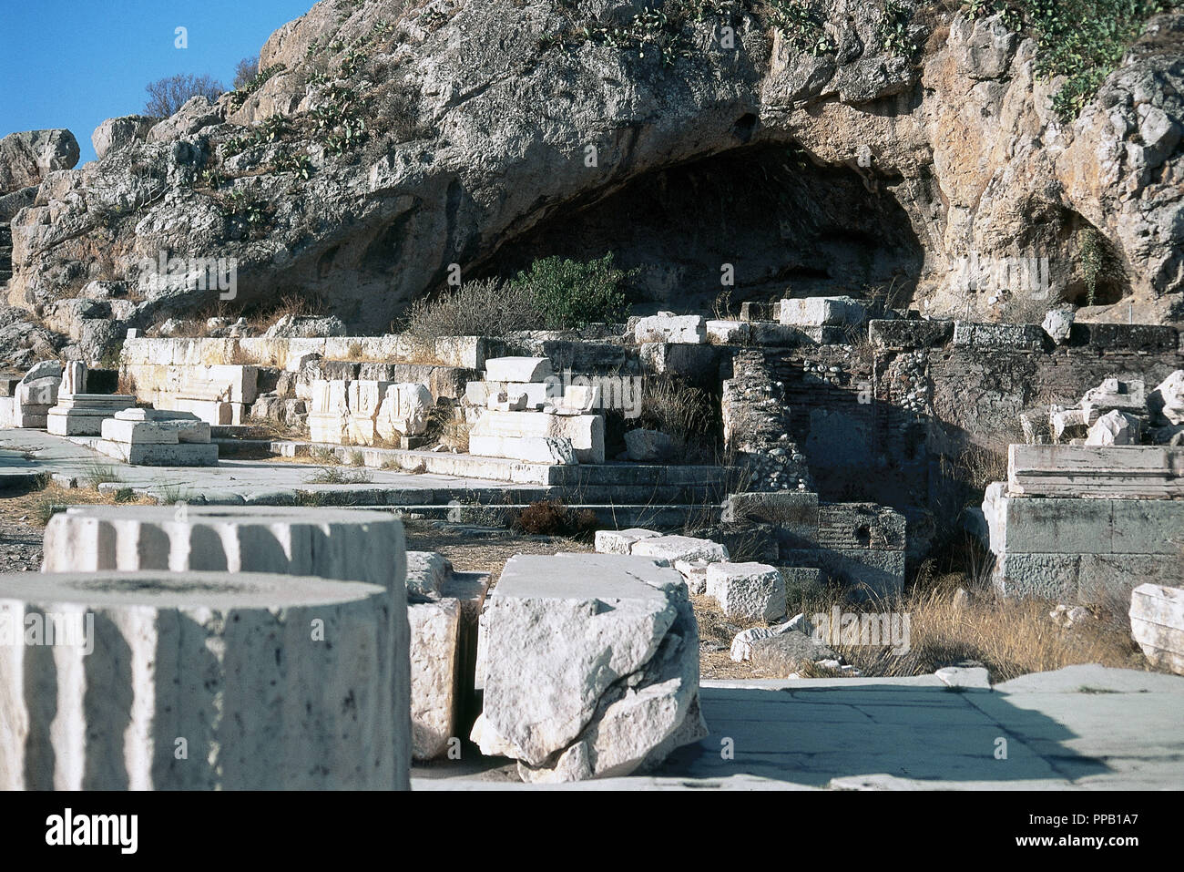 Greek art. Greece. Eleusina. Plutonion Cave, ancient entrance to the ...