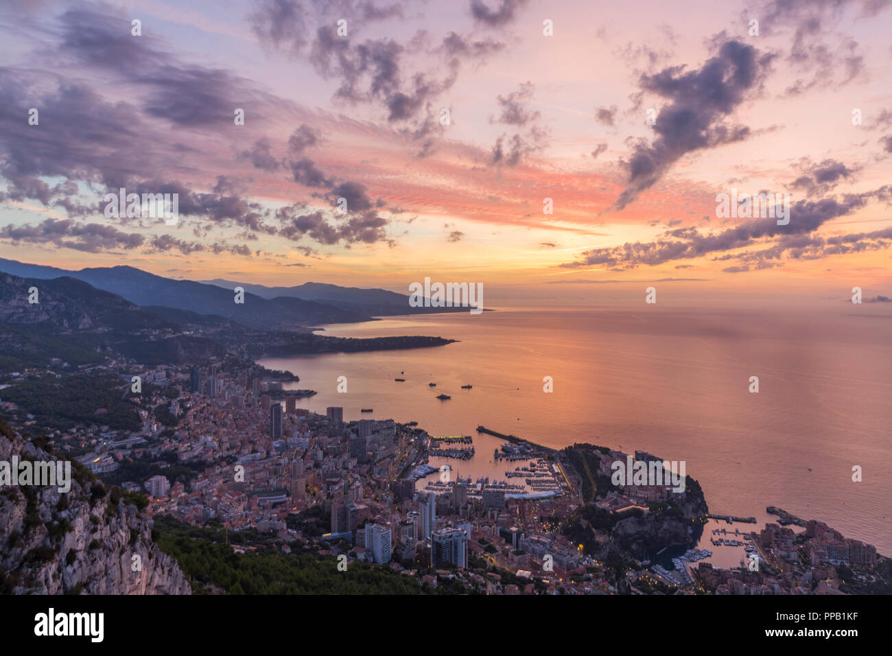 Beautiful sunrise over Monaco Stock Photo - Alamy