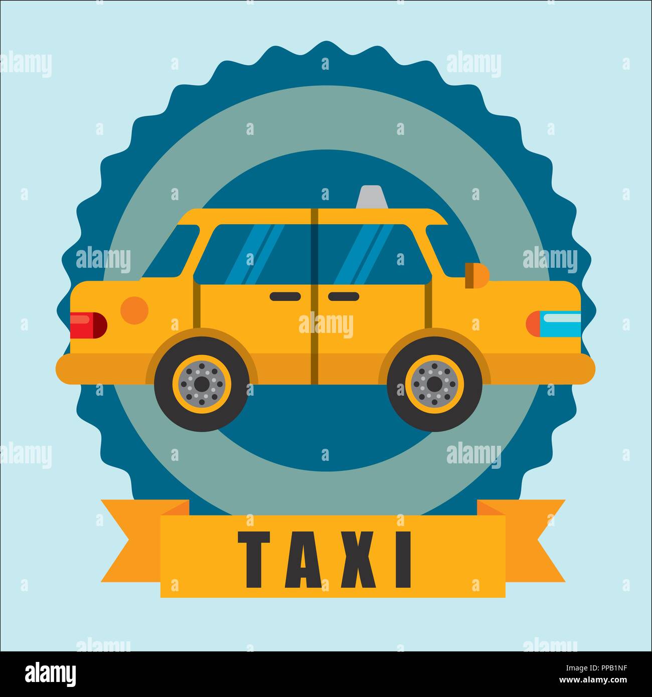 navigation transportation sticker color taxi ribbon vector illustration ...