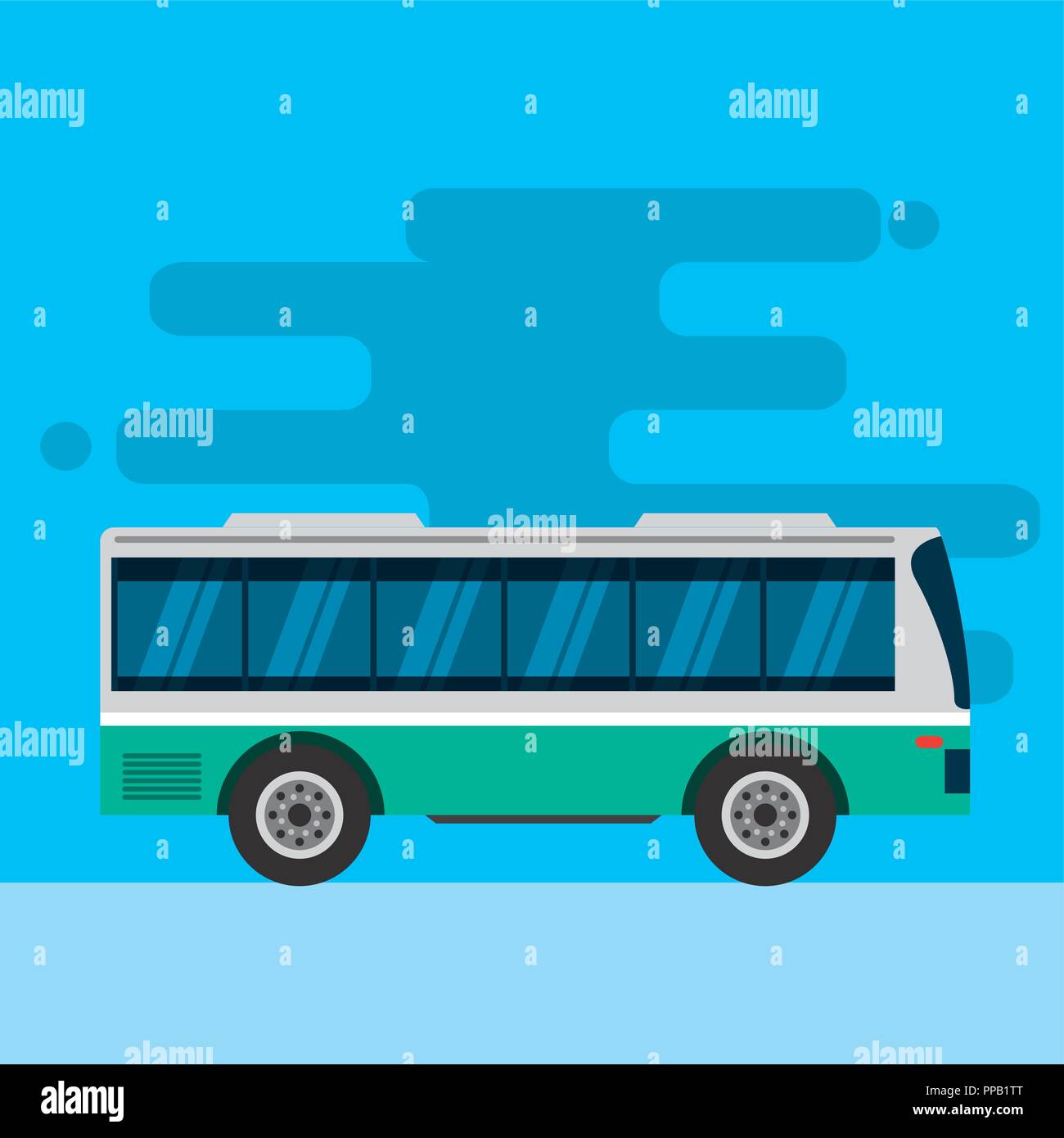 gps navigation transportation bus drive way blue background vector ...