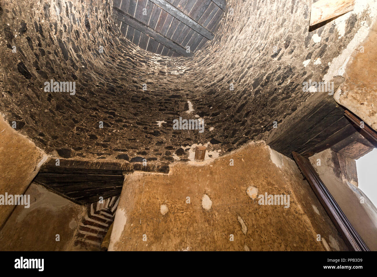 Interior to rounded tower with original wood. Fasilidas's Castle, Fasil ...