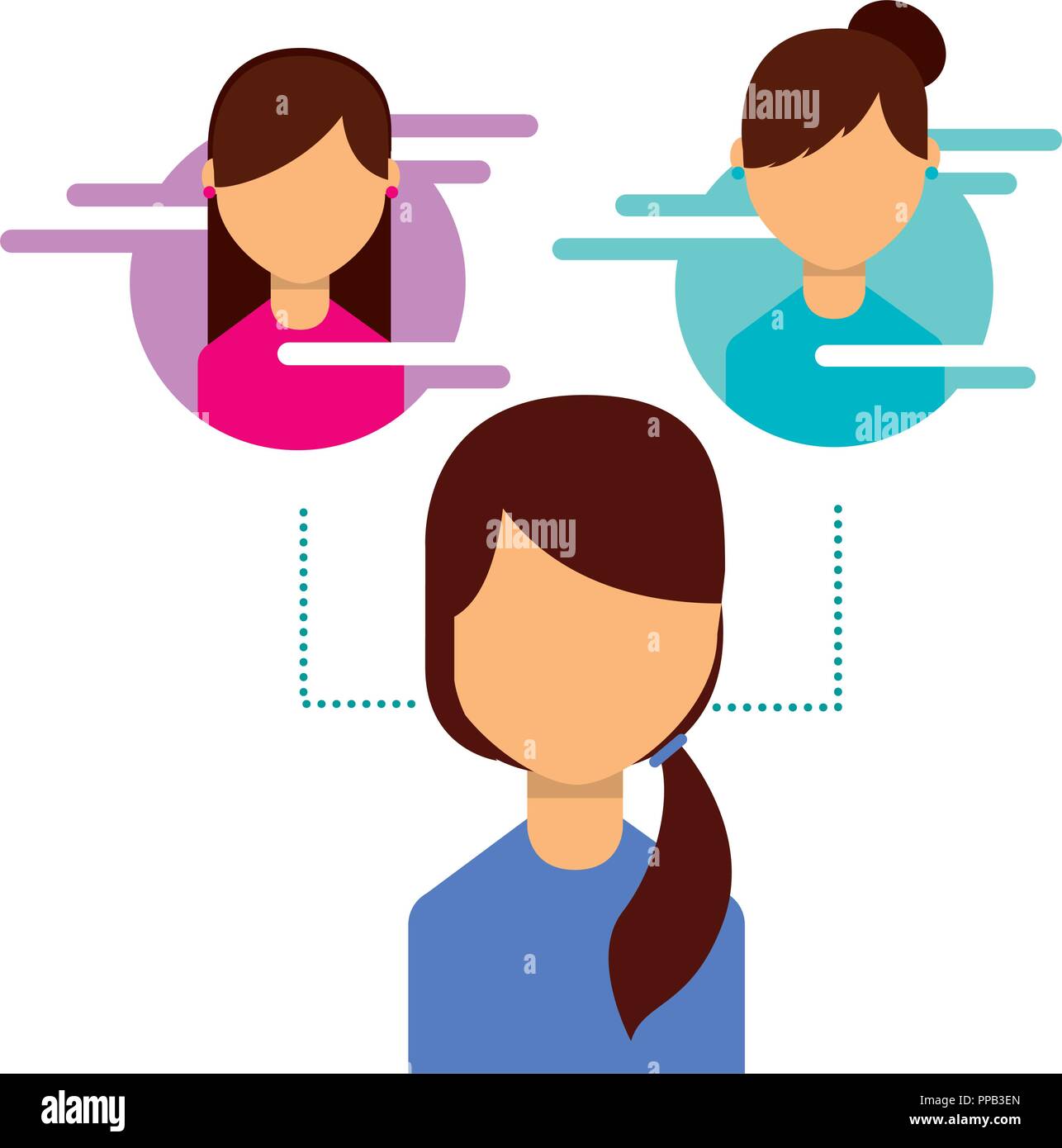 woman user avatar people social media connected vector illustration ...