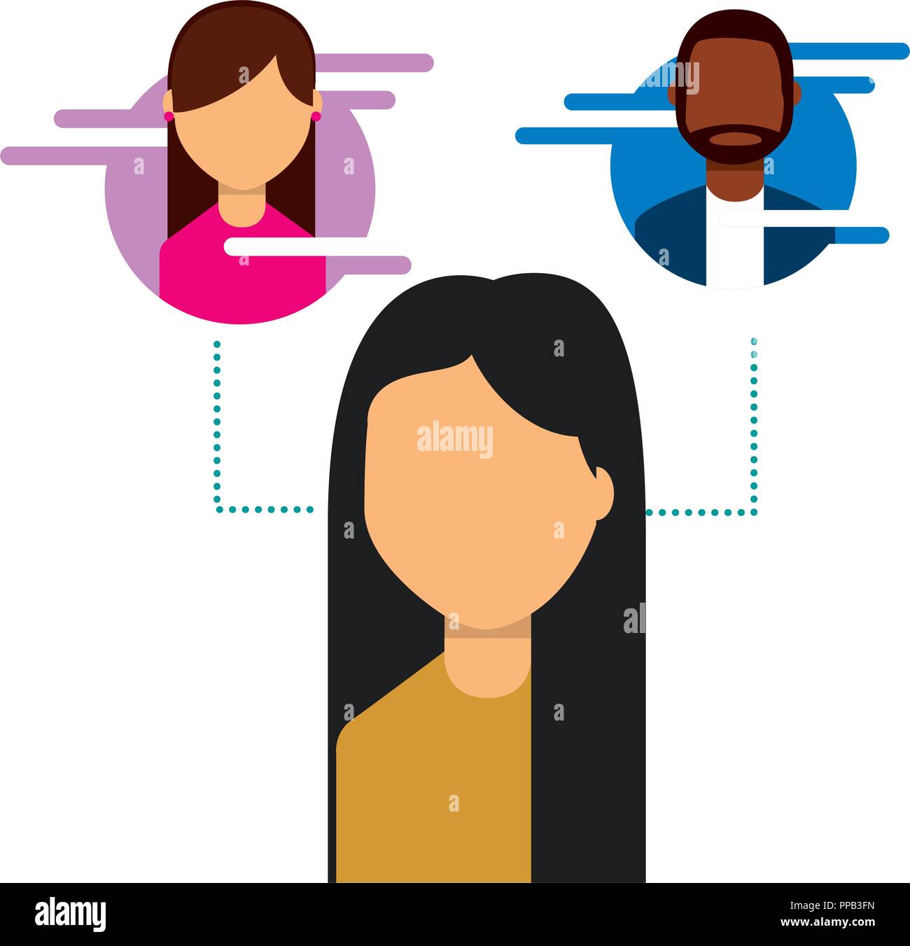 woman user avatar people social media connected vector illustration ...