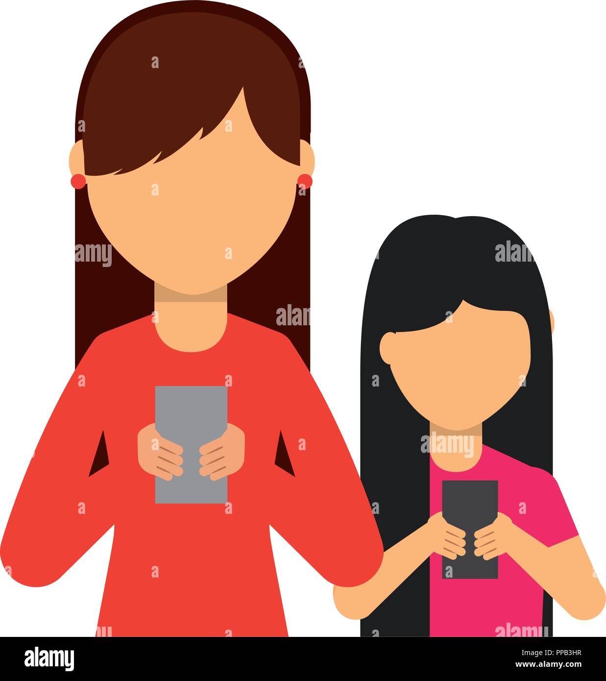 young women using smartphone devices vector illustration Stock Vector ...