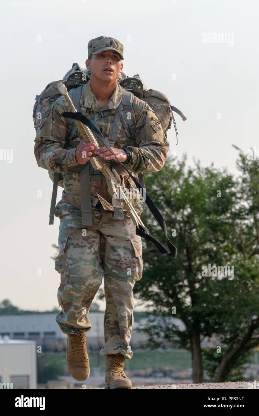 A Soldier runs during the squad ruck relay event of Ivy Week 2018 at ...