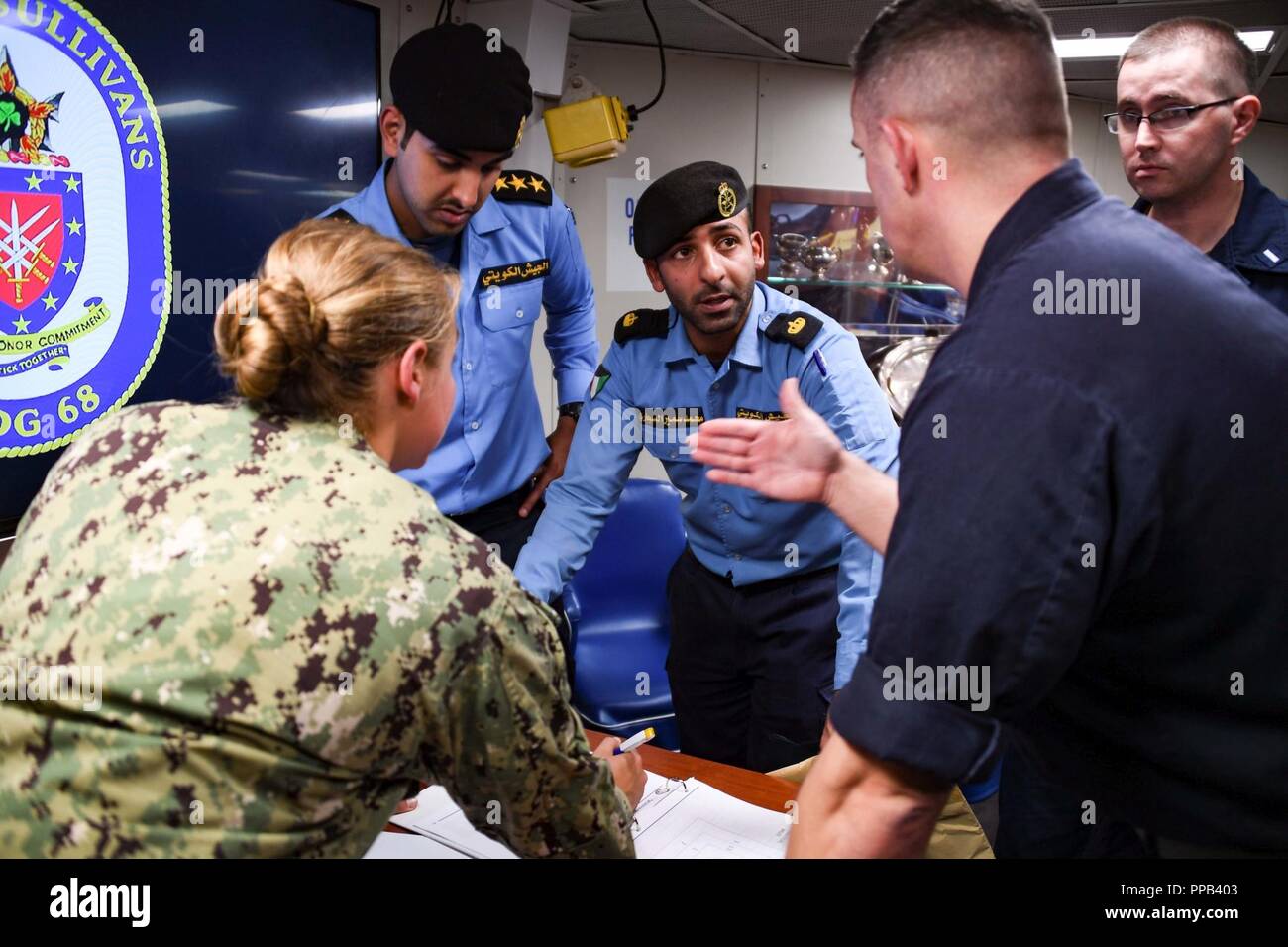 ARABIAN GULF (Aug. 14, 2018) Members of the Kuwaiti navy, U.S. Navy and ...