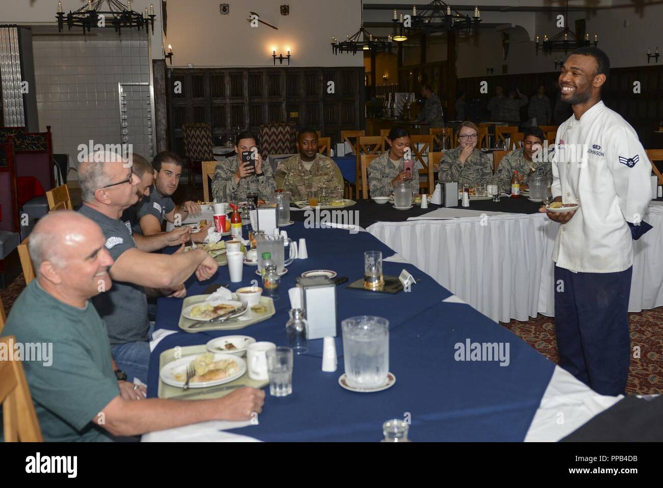 Celebrity chef Robert Irvine discusses cooking tips with U.S. Air Force ...