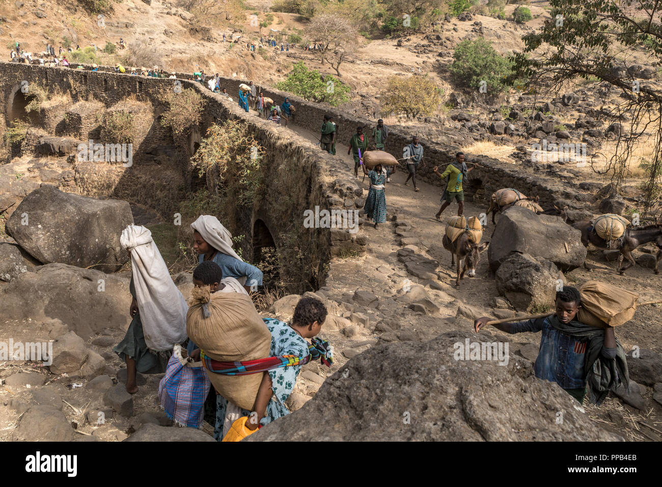 Views of Agam Dildi Portugese bridge, Tis Abay, Blue Nile, Ethiopia ...