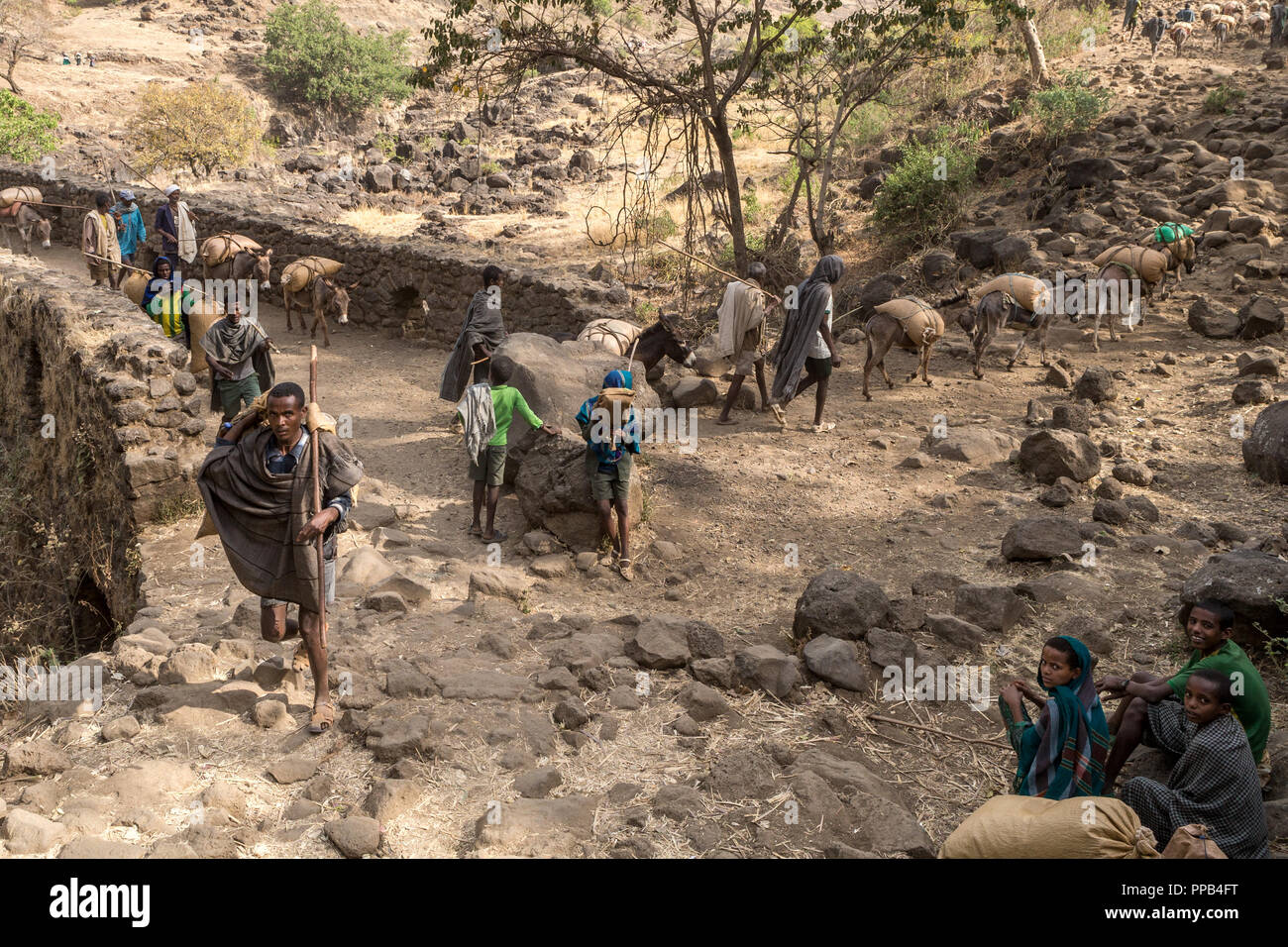 Views of Agam Dildi Portugese bridge, Tis Abay, Blue Nile, Ethiopia ...