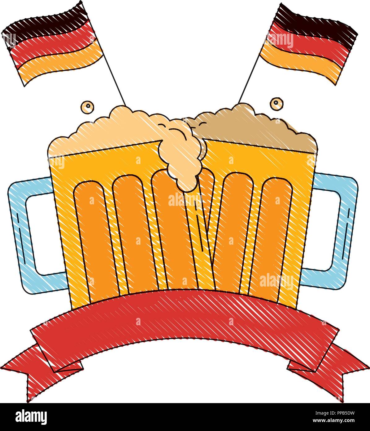 oktoberfest beers with flags emblem vector illustration Stock Vector ...
