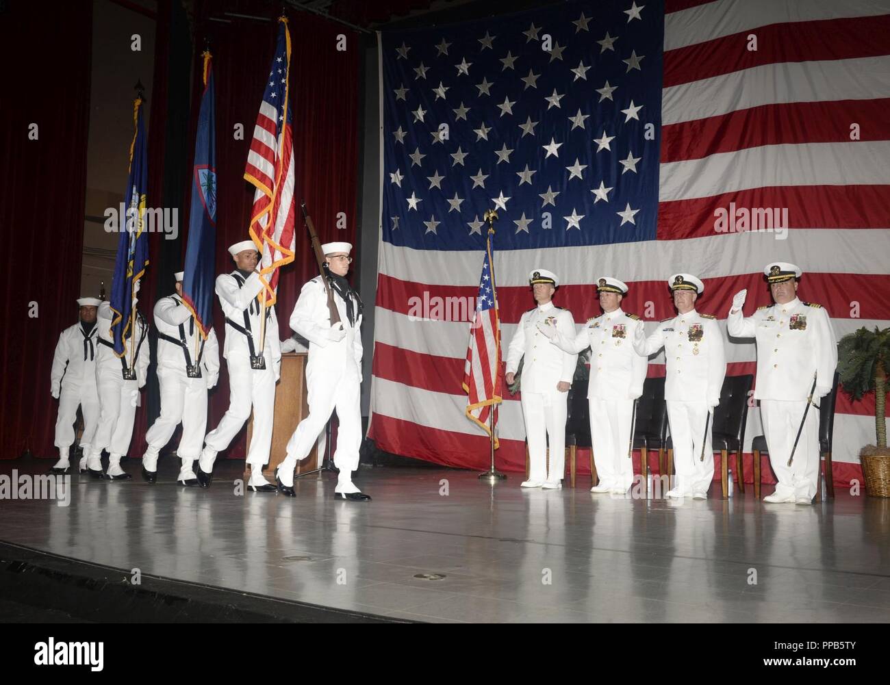 SANTA RITA, Guam (Aug. 17, 2018) The official party renders honors as ...