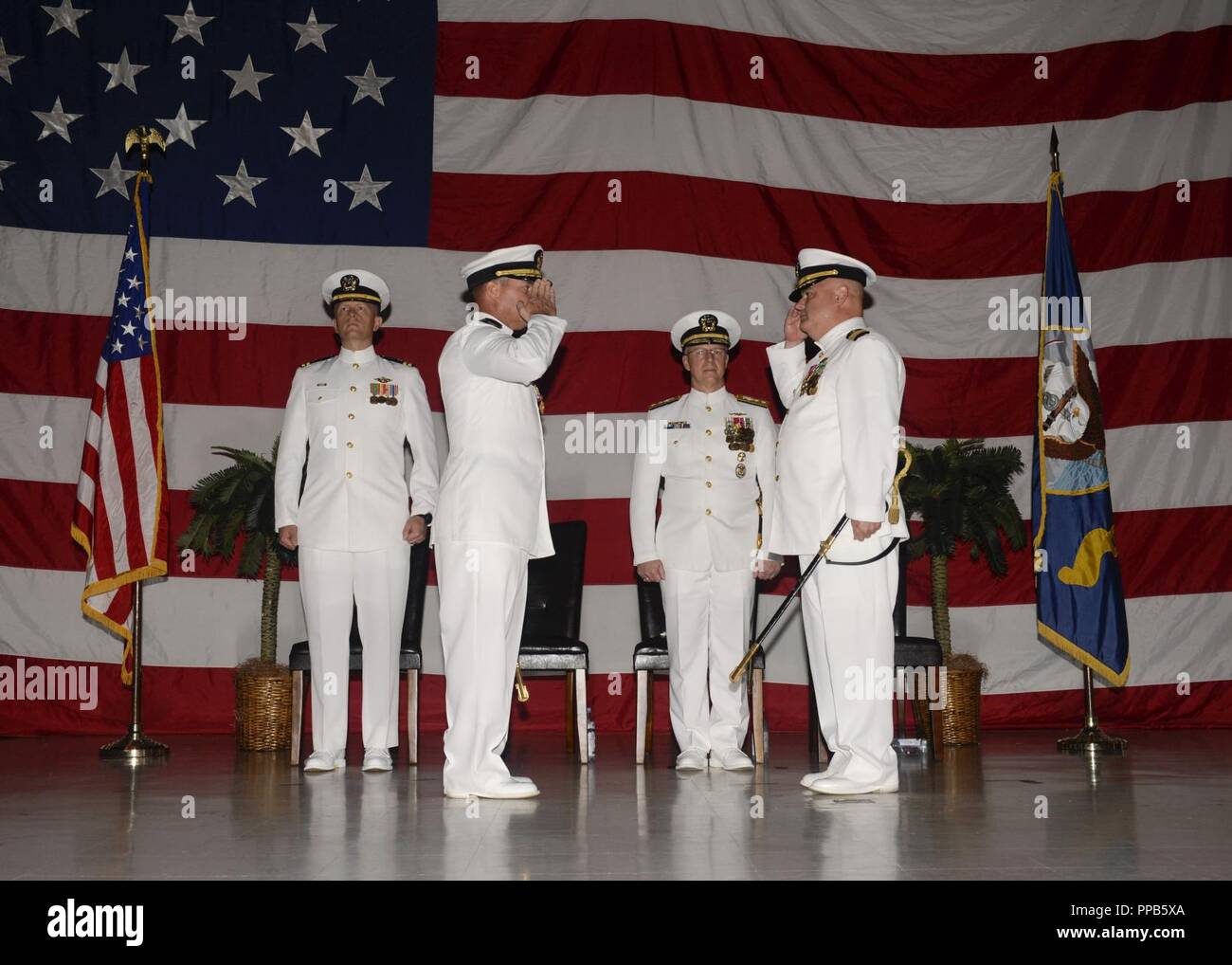 SANTA RITA, Guam (Aug. 17, 2018) Capt. Timothy Poe, right, relieves ...