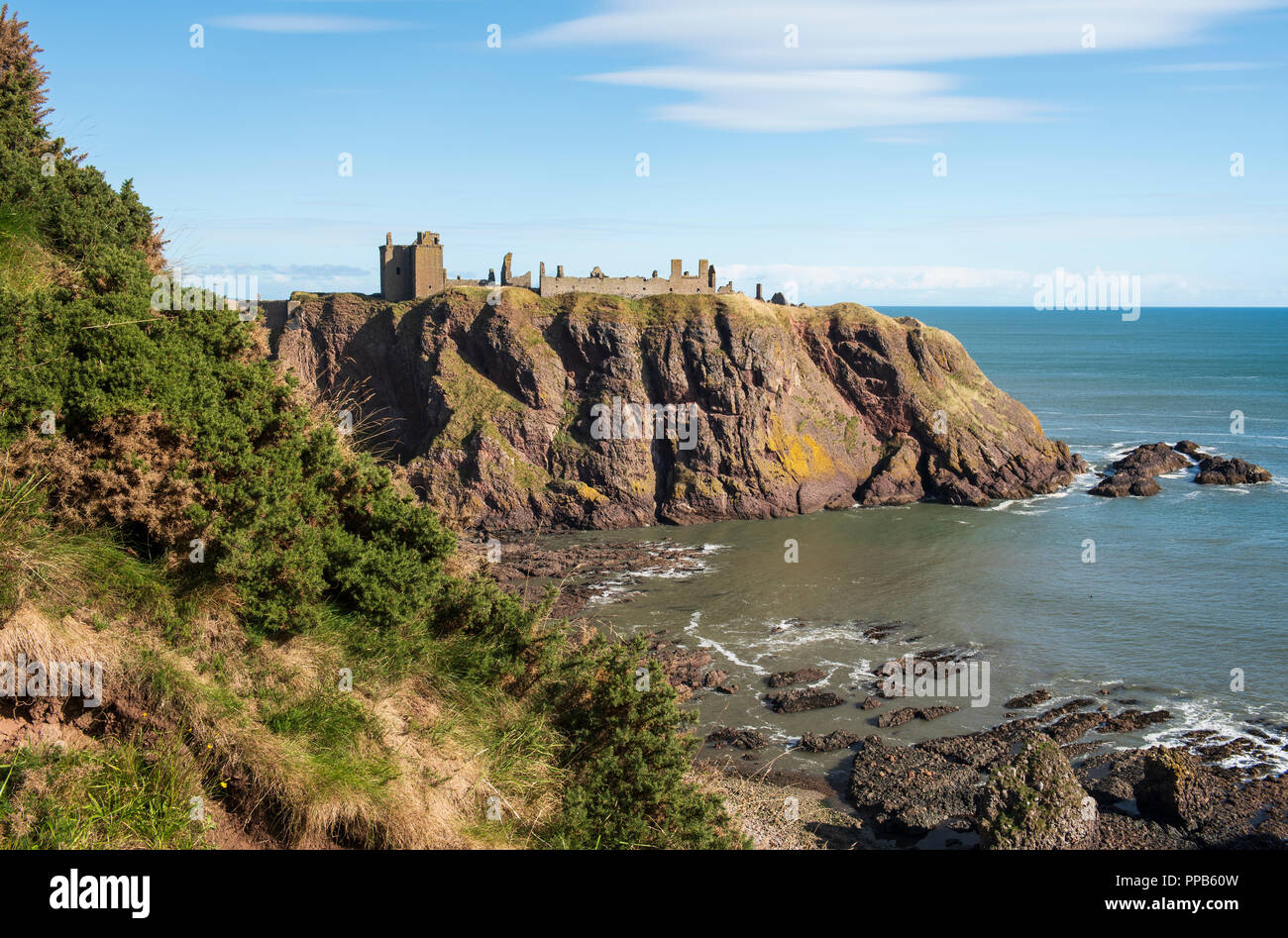 Dunnottar Castle is located on a rocky headland south of Stonehaven ...