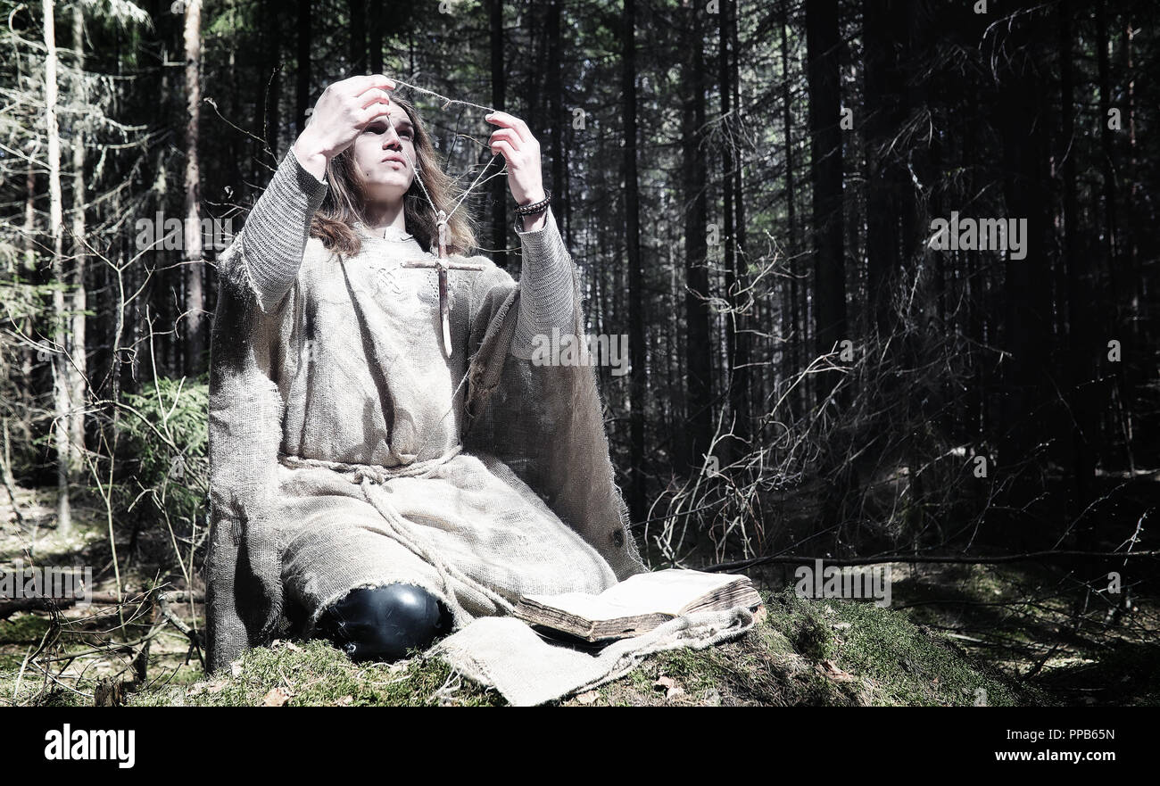 Fairy magician. A sorcerer with a glass sphere, a magical spell Stock ...