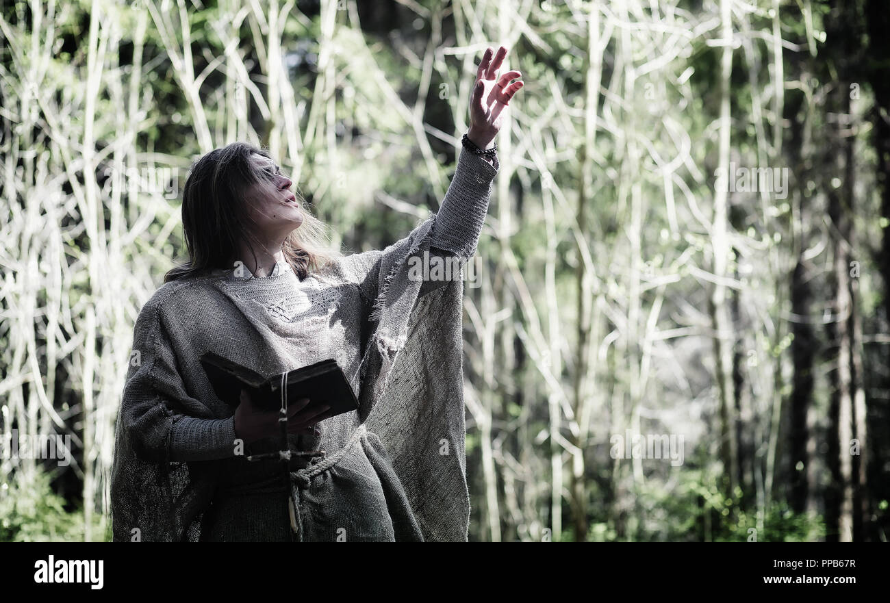 Fairy magician. A sorcerer with a glass sphere, a magical spell Stock ...