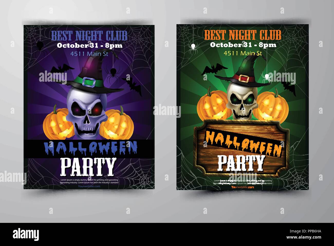 Halloween party flyer with pumpkins Stock Vector Image & Art - Alamy