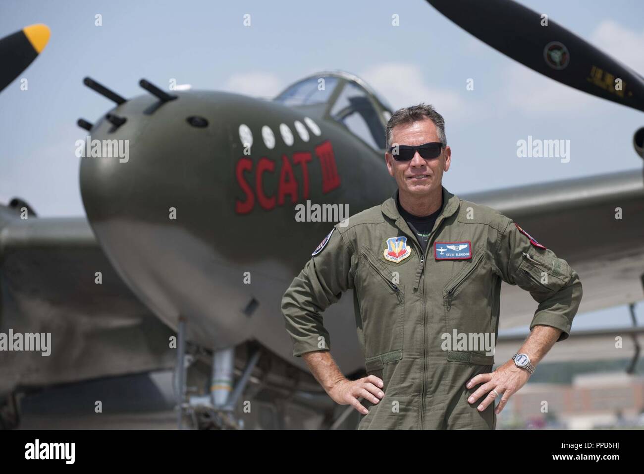 Kevin Eldridge, Air Force Heritage Flight Foundation pilot, poses for a ...