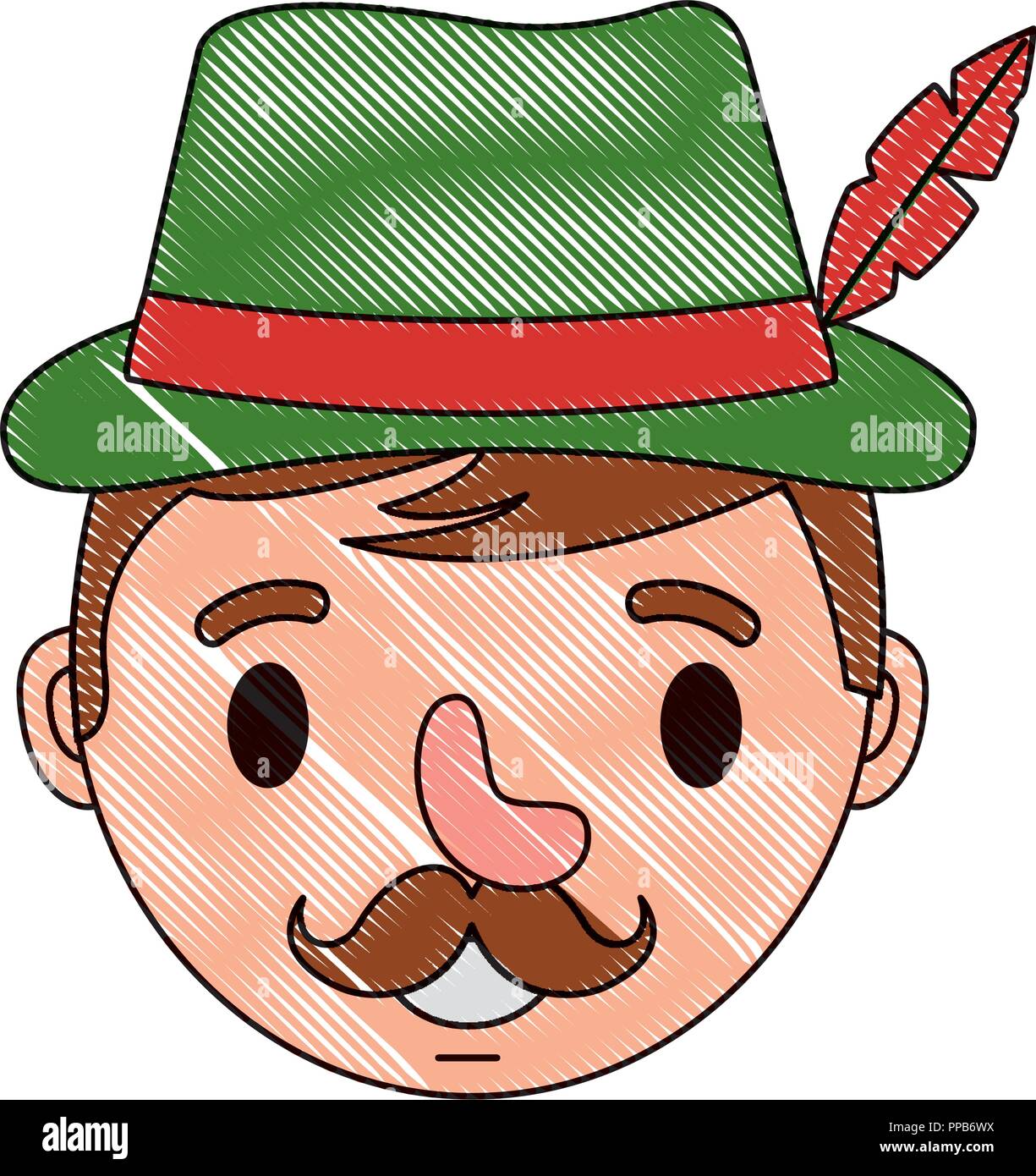 bavarian man cartoon portrait character vector illustration Stock ...