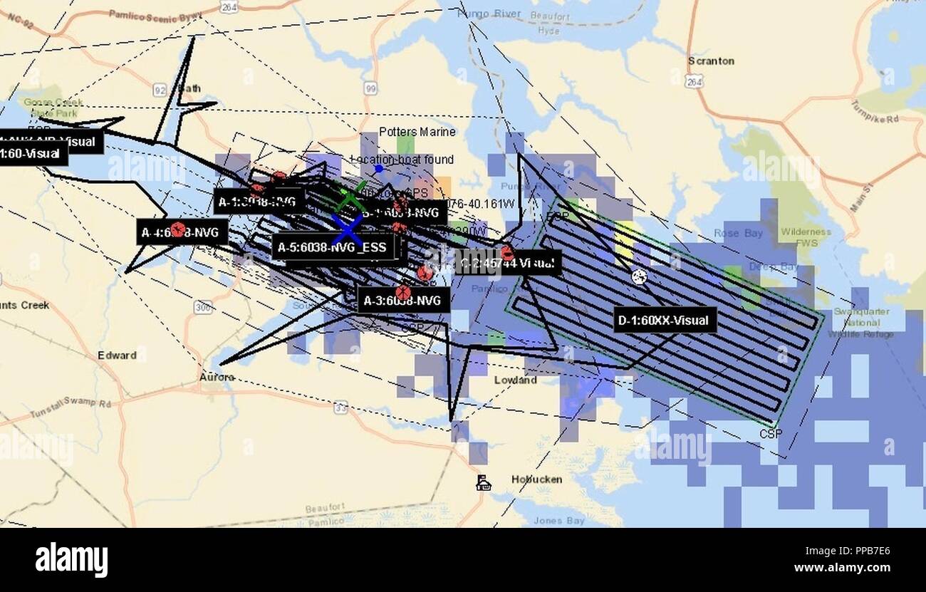 This is a graphic of the combined search patterns Coast Guard surface ...