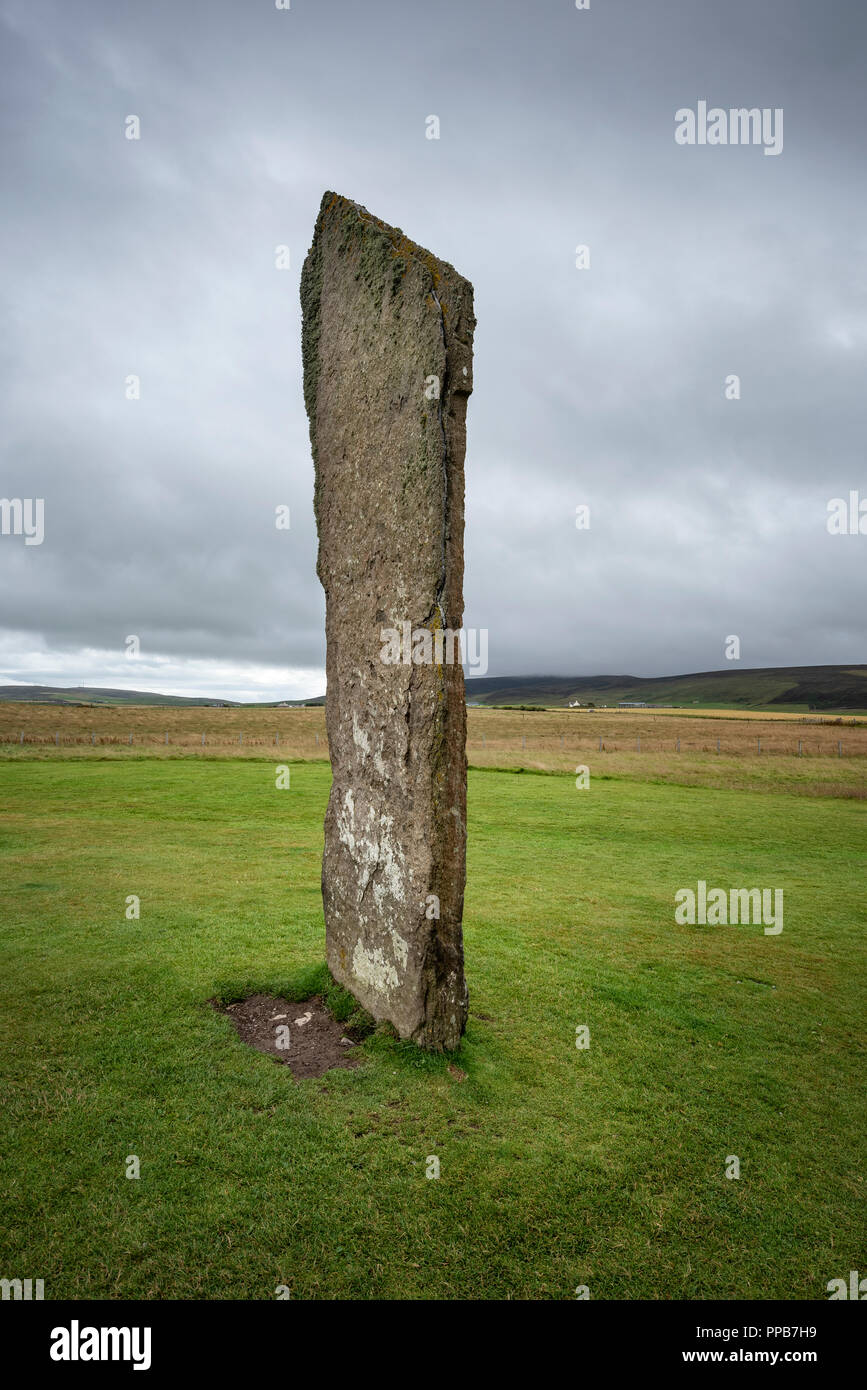 Standing stone from Neolithic stone circle Stones of Stennes, Orkney ...