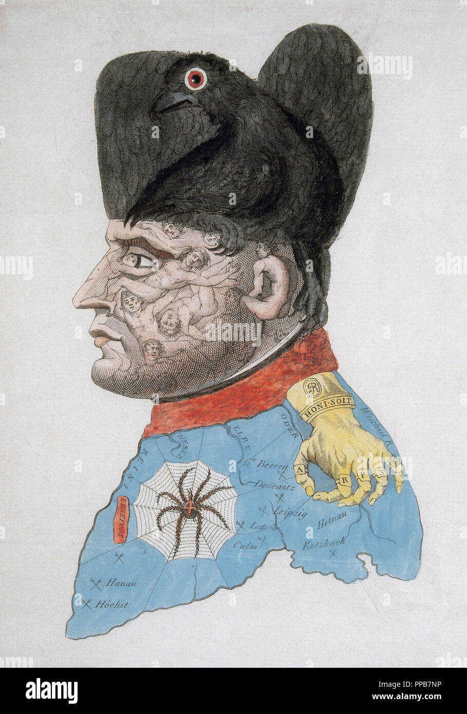 Satirical portrait of Napoleon Bonaparte, french emperor between 1804 ...