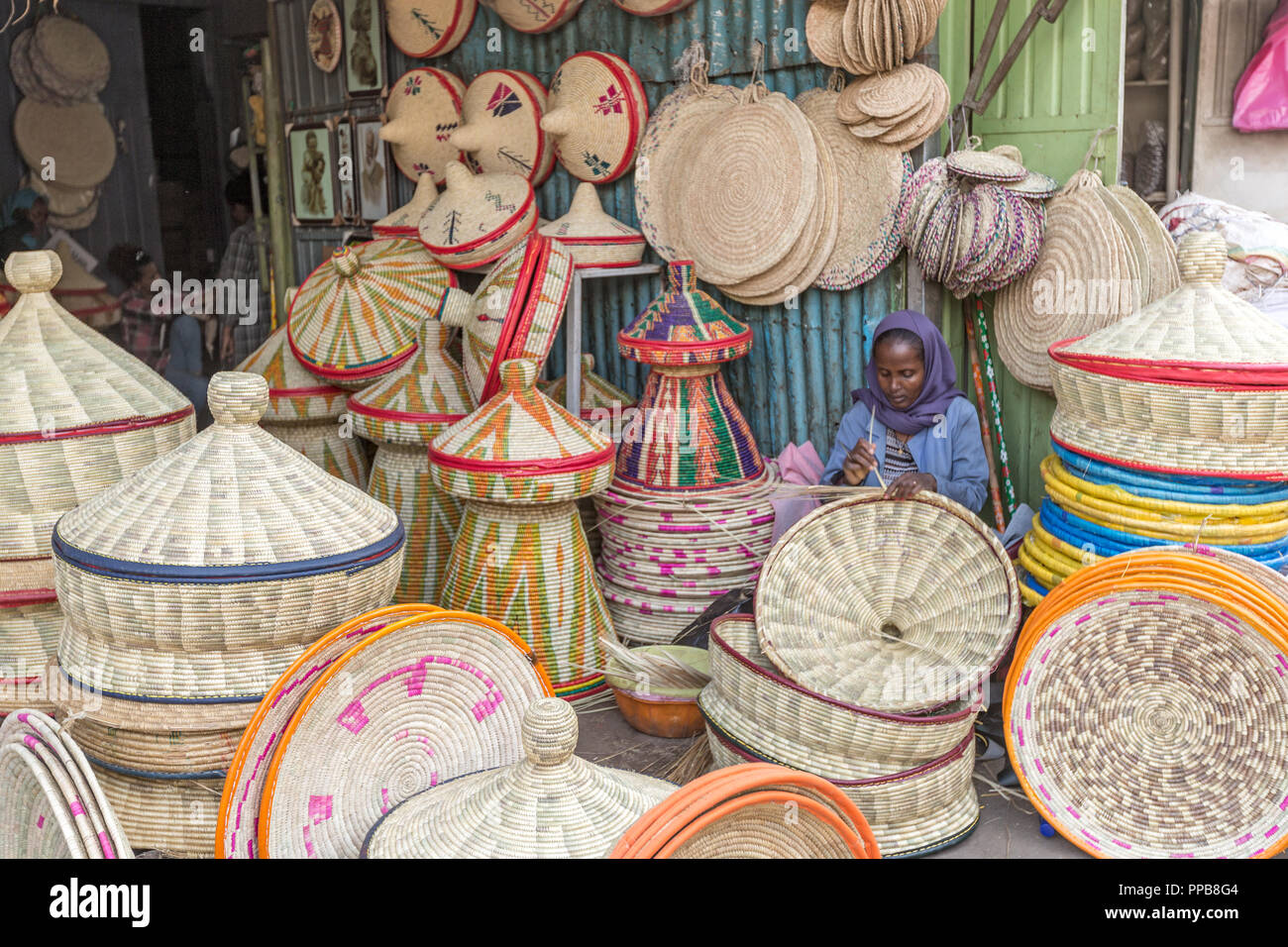 Basket weaving, Addis Ketema aka Merkato, the largest African open air ...