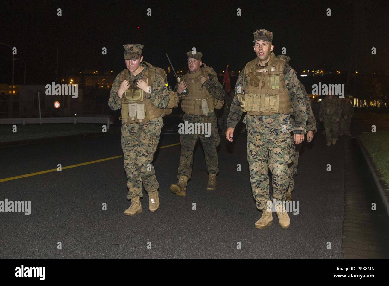 U.S. Marine Corps Lt.Col. Dana S. Demer, right, with Combat Logistics ...