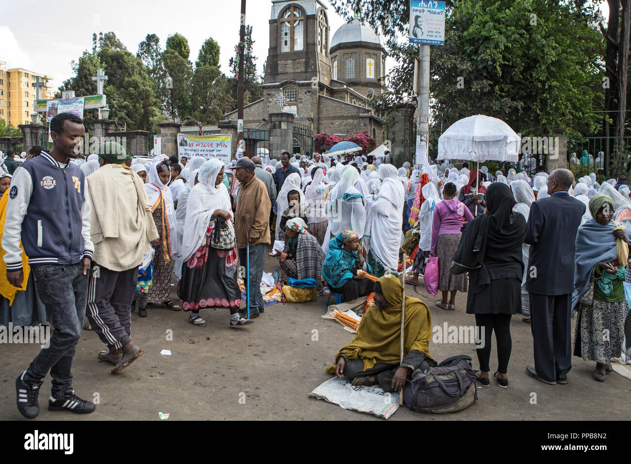 Sunday Congregants outside Ethiopian Orthodox Tewahedo Church, Addis ...
