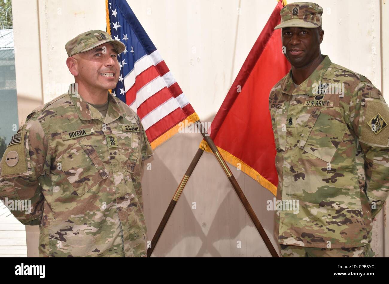 Afghanistan District’s outgoing and incoming Senior Enlisted Advisors, Sergeant Major Jorge A ...