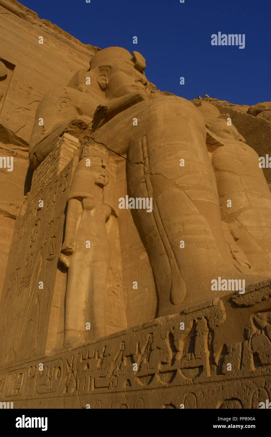 Egyptian art. Great Temple of Ramses II. One of the two colossal ...