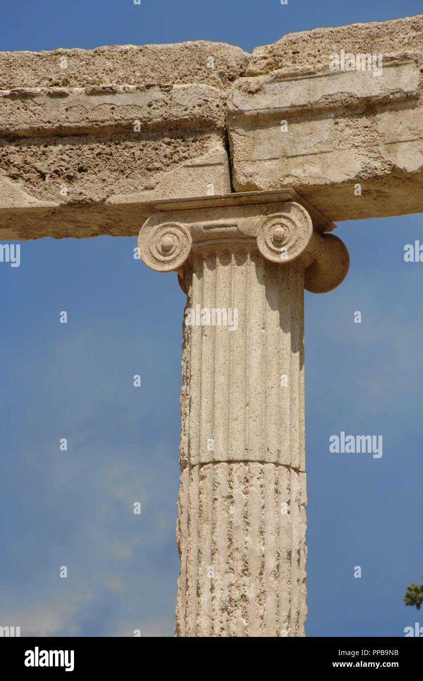 Greece, Olympia. The Philippeion. Architectural detail. Circular ...