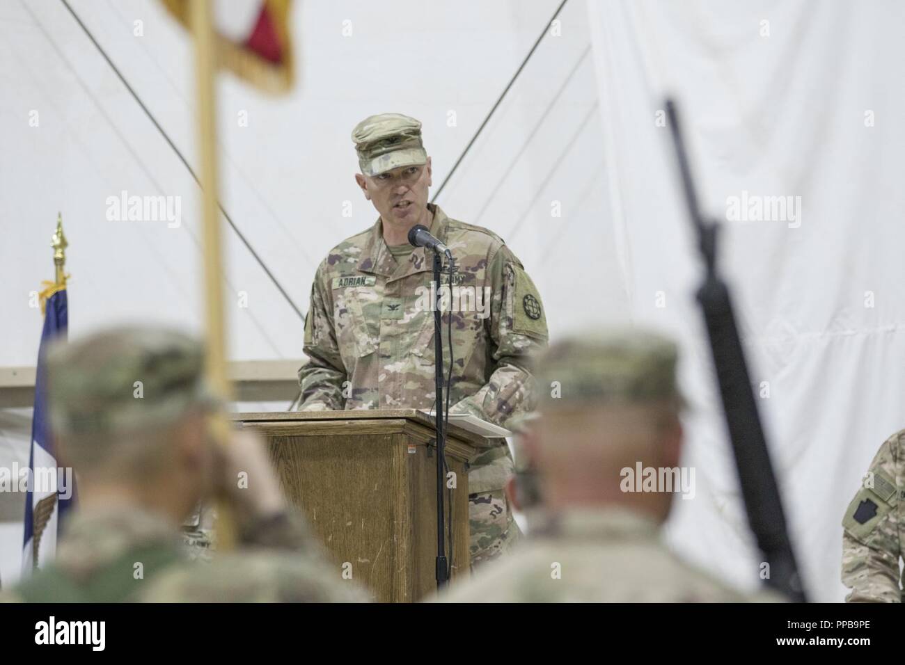U.S. Army Col. Anthony Adrian, commander of the 35th Engineer Brigade ...
