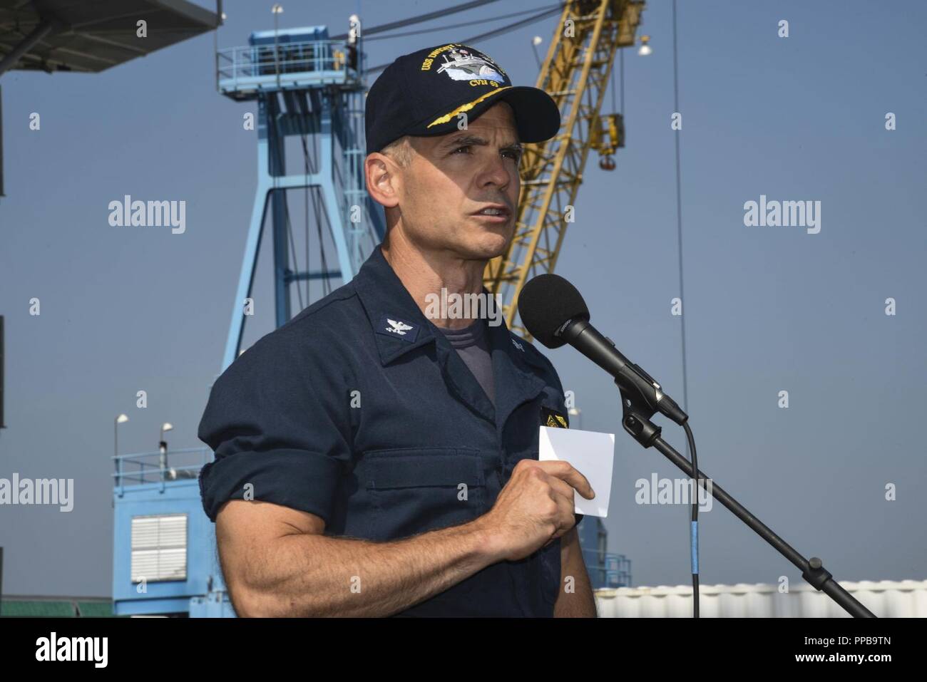 Va. (Aug. 17, 2018) Capt. Kyle P. Higgins, the commanding officer of ...