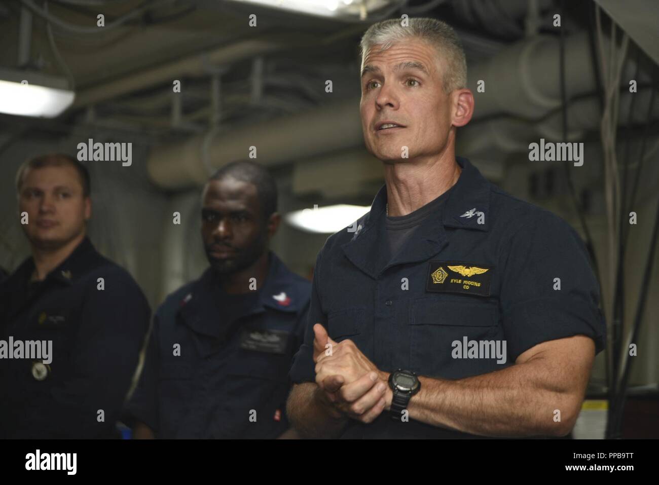 Va. (Aug. 17, 2018) Capt. Kyle P. Higgins, the commanding officer of ...