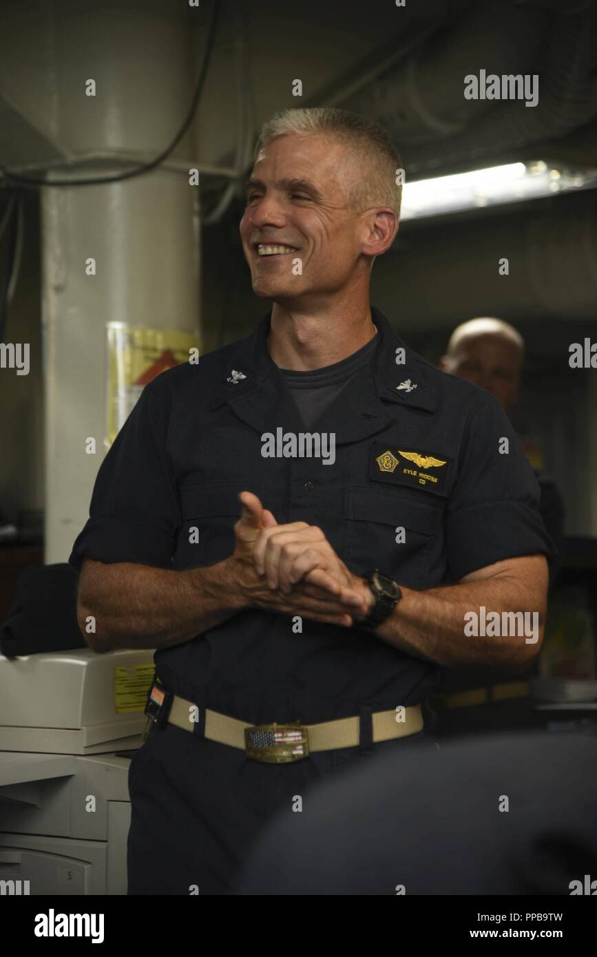 Va. (Aug. 17, 2018) Capt. Kyle P. Higgins, the commanding officer of ...