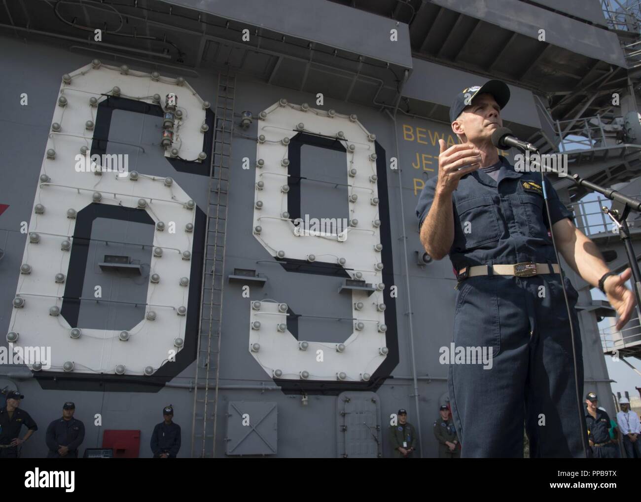 Va. (Aug. 17, 2018) Capt. Kyle P. Higgins, the commanding officer of ...