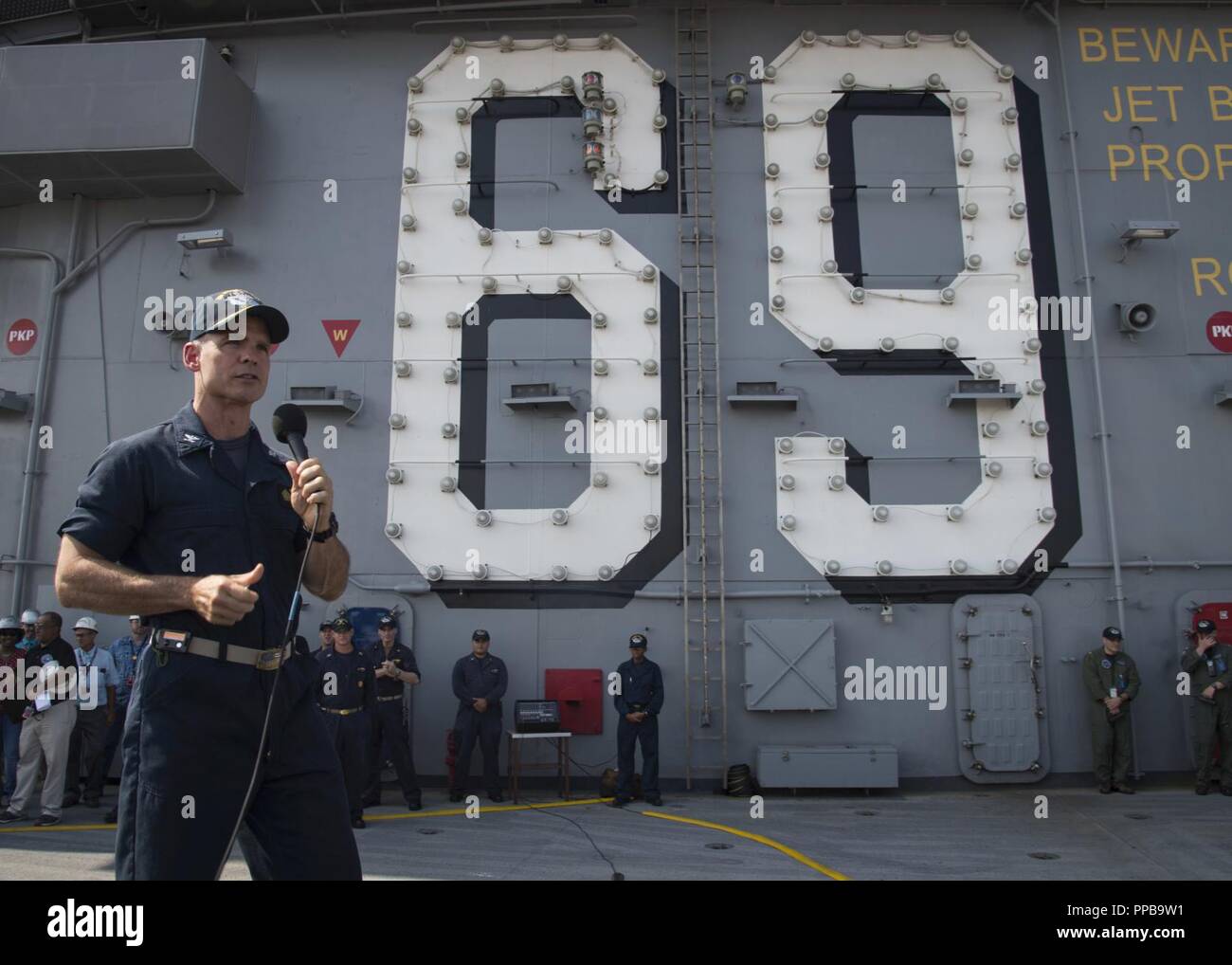 Va. (Aug. 17, 2018) Capt. Kyle P. Higgins, the commanding officer of ...