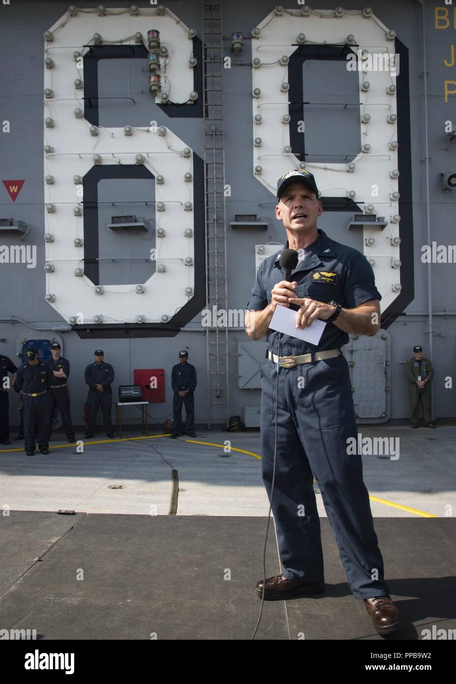 Va. (Aug. 17, 2018) Capt. Kyle P. Higgins, the commanding officer of ...