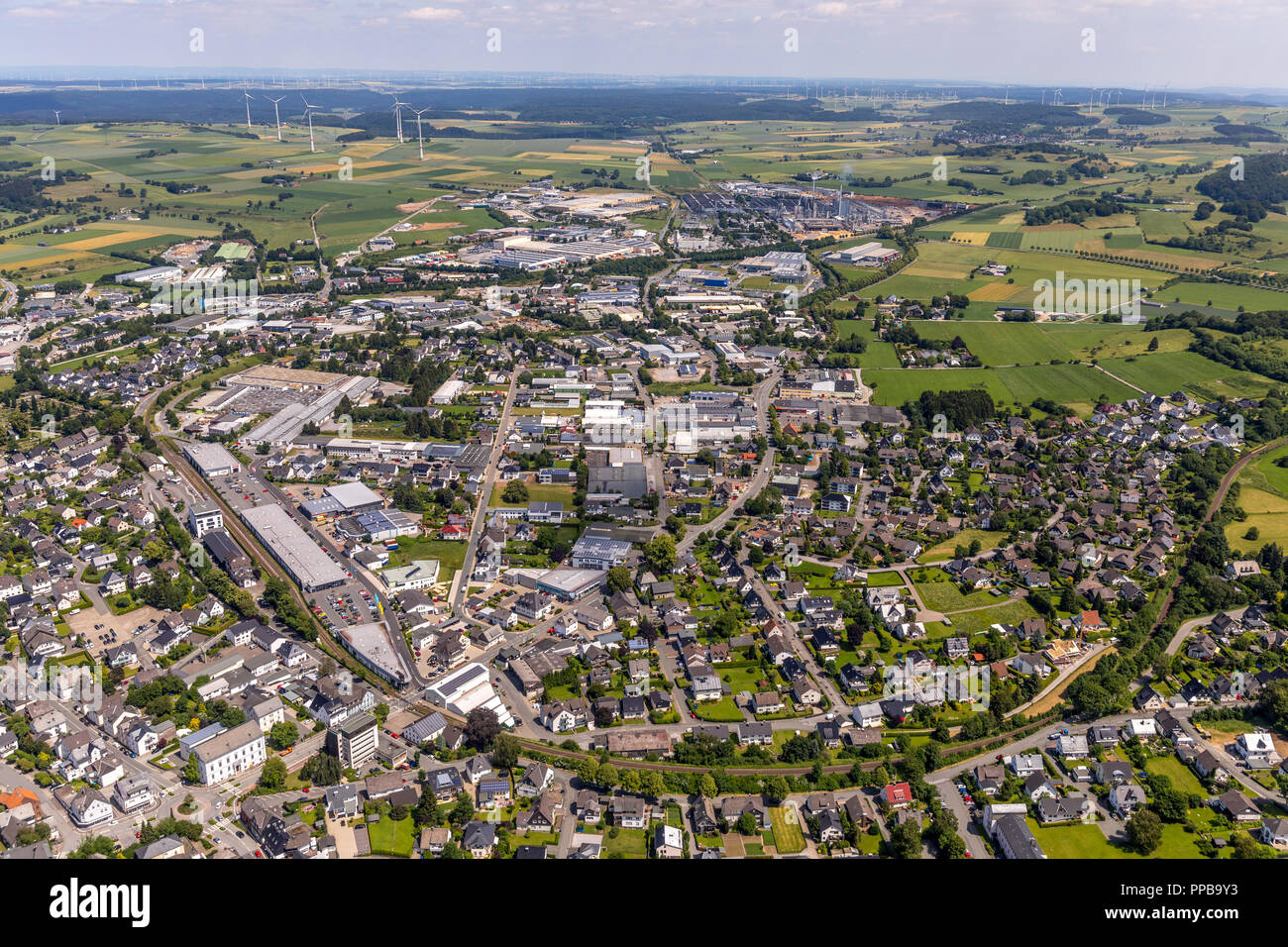 Aerial view, Brilon Center, Brilon, Sauerland, North Rhine-Westphalia ...
