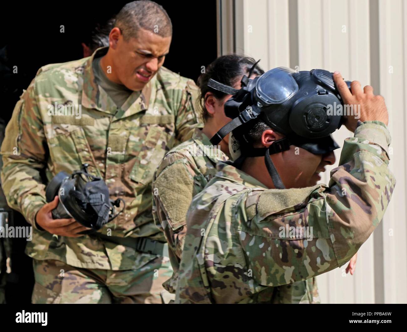 Soldiers from Fort Drum's 620th Movement Control team exit a gas ...