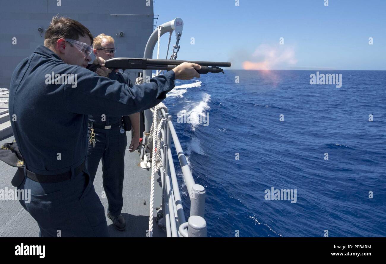 SEA OF JAPAN (August 20, 2018) Fire Controlman 1st Class Michael Jordan ...