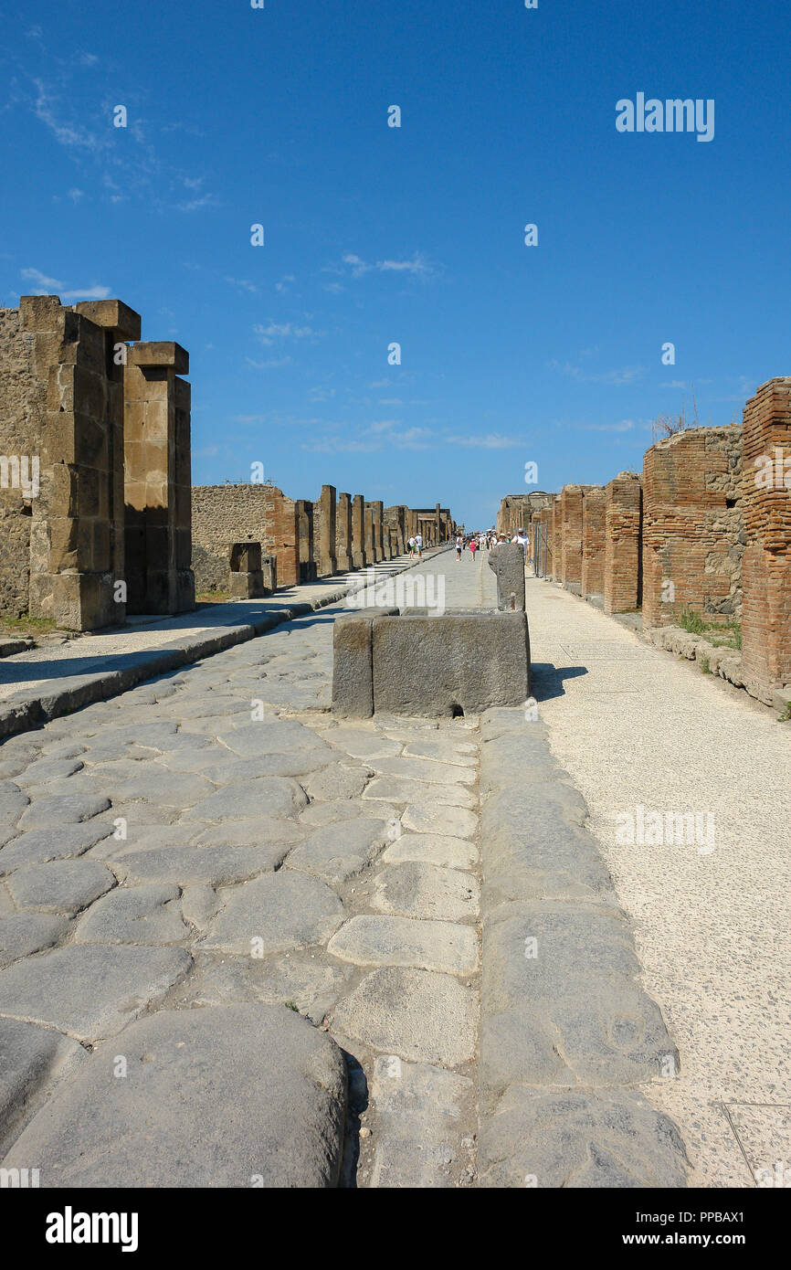 POMPEI, ITALY - AUGUST 1, 2018: Ruins of the ancient roman city of ...