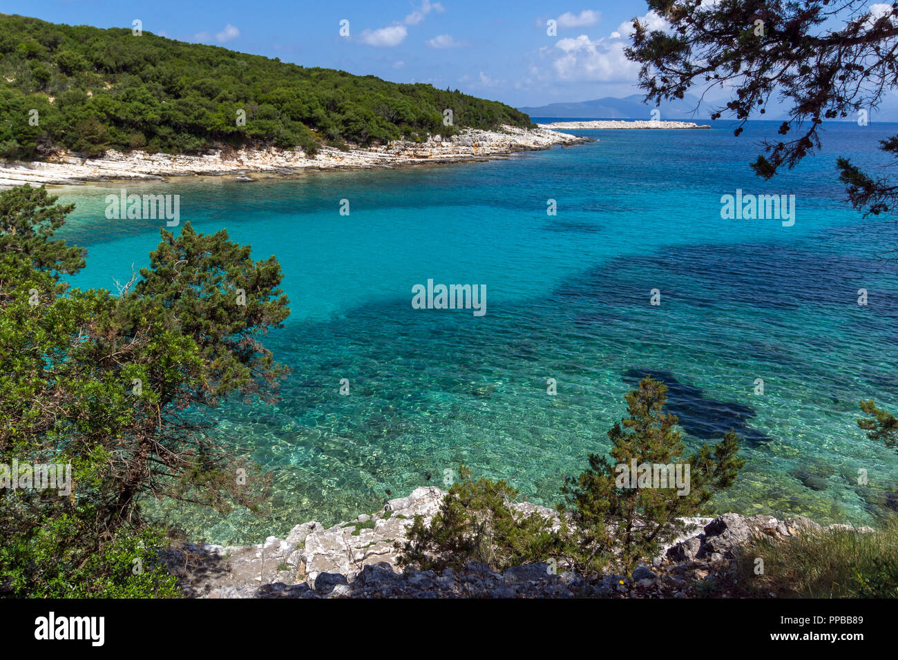 Amazing view of Emblisi Fiskardo Beach, Kefalonia, Ionian islands ...