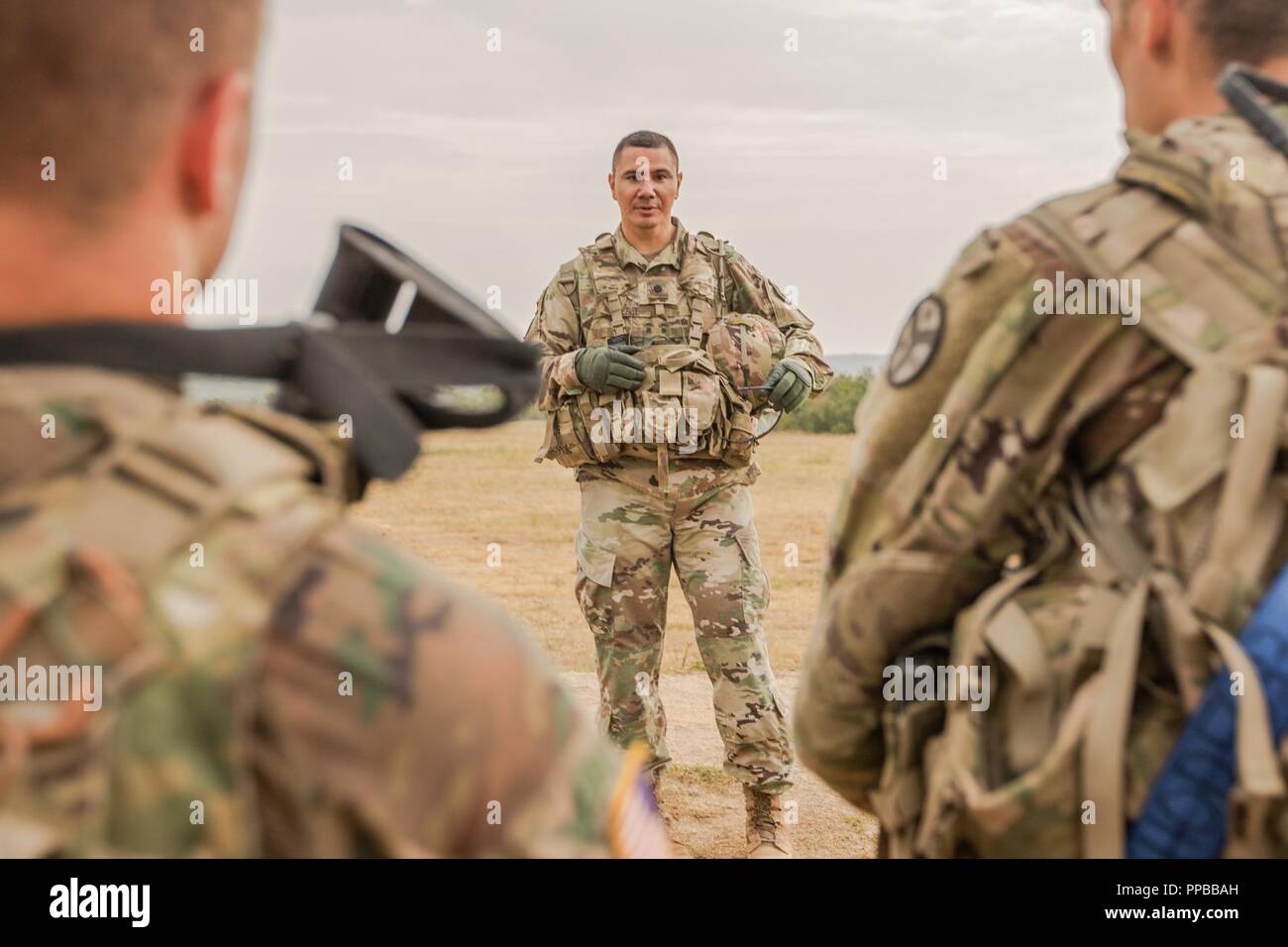 U.S. Army Lt. Col. Donny Hebel, Commander of Task Force Raider, gives ...